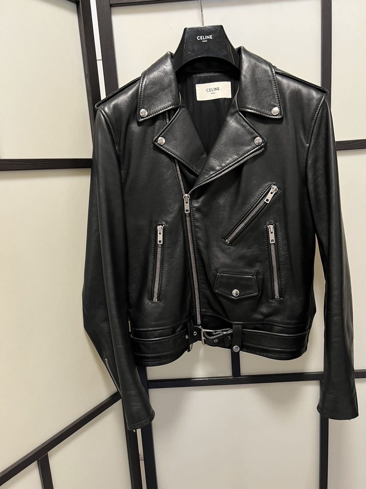 Celine × Hedi Slimane RARE - FW19 Calfskin Classic Biker Jacket 52 ...