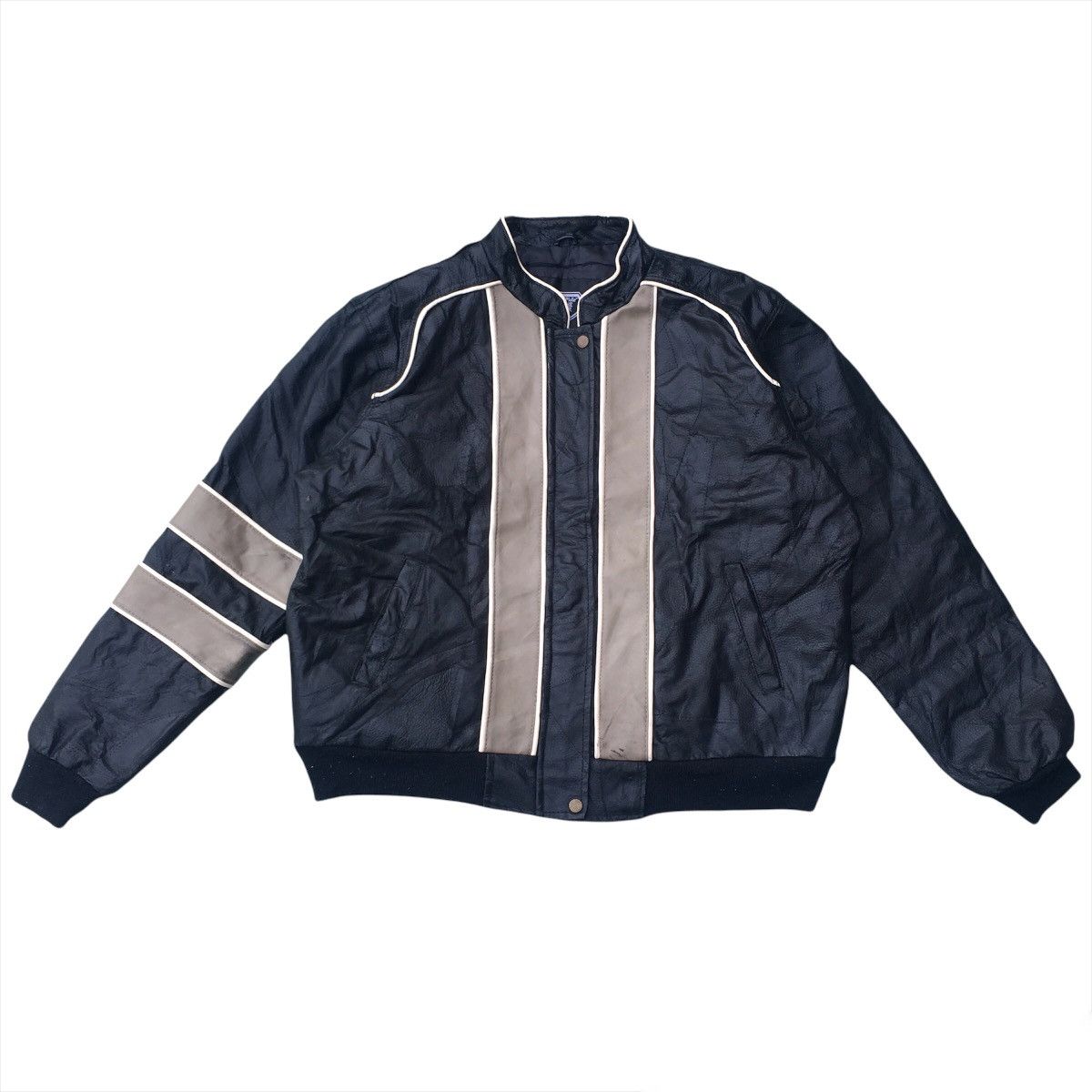 Leather Jacket × Racing × Sportswear Vintage Diamond Plate Leather ...