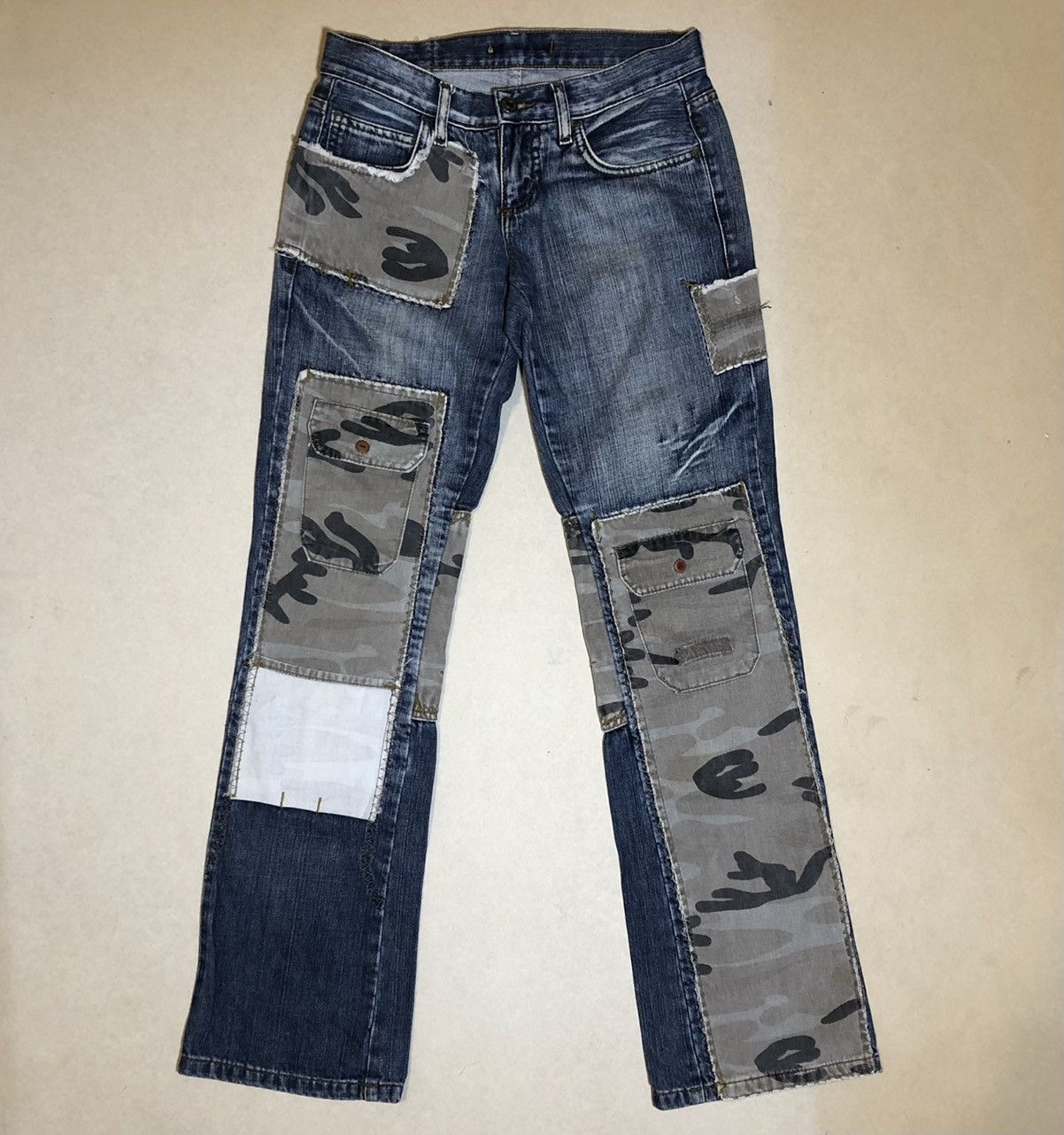 Streetwear × Vintage multi pocket patchwork military jeans dolce ...