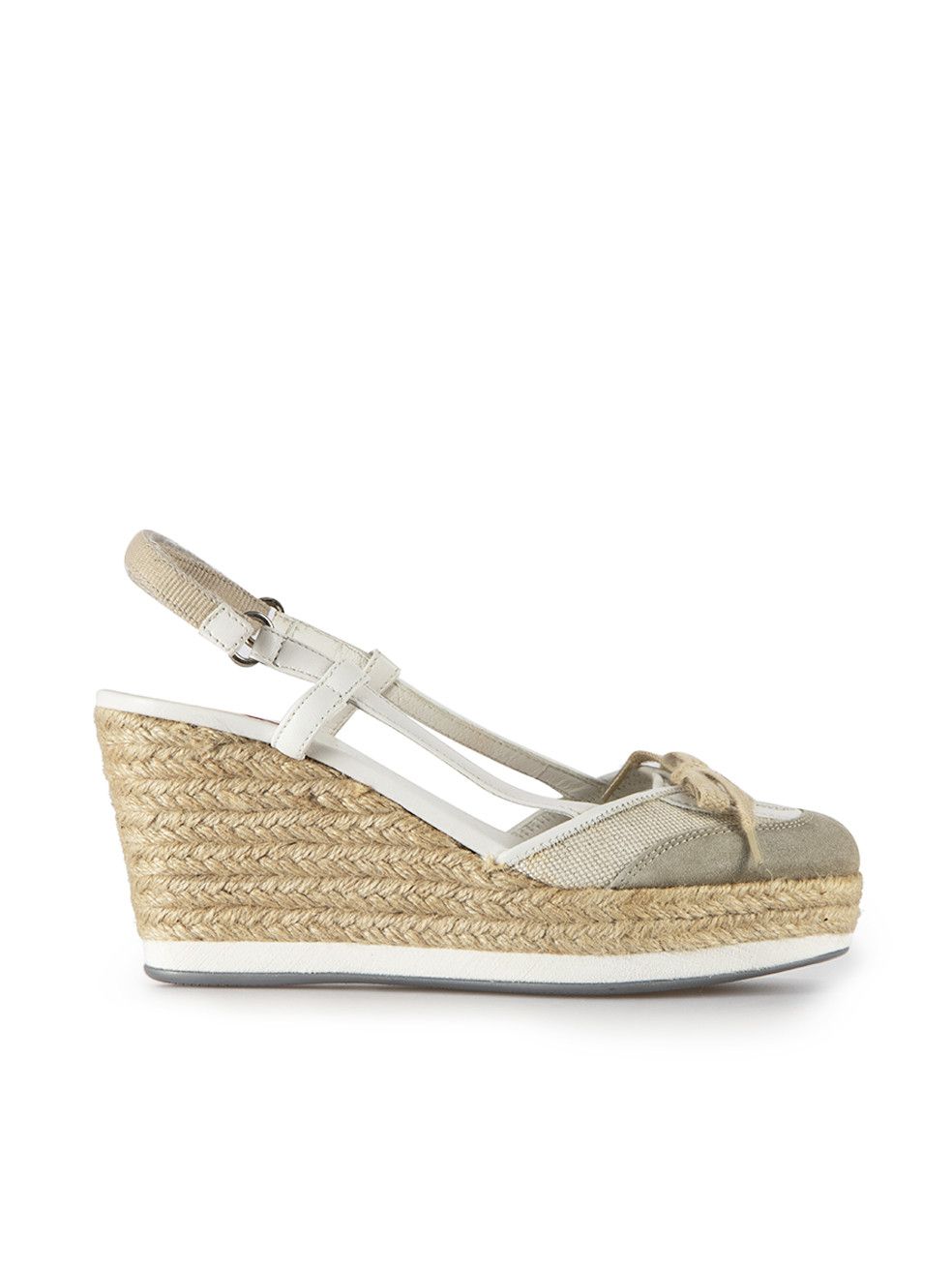 Prada Prada Sport White Leather Lace-Up Slingback Raffia Wedges | Grailed