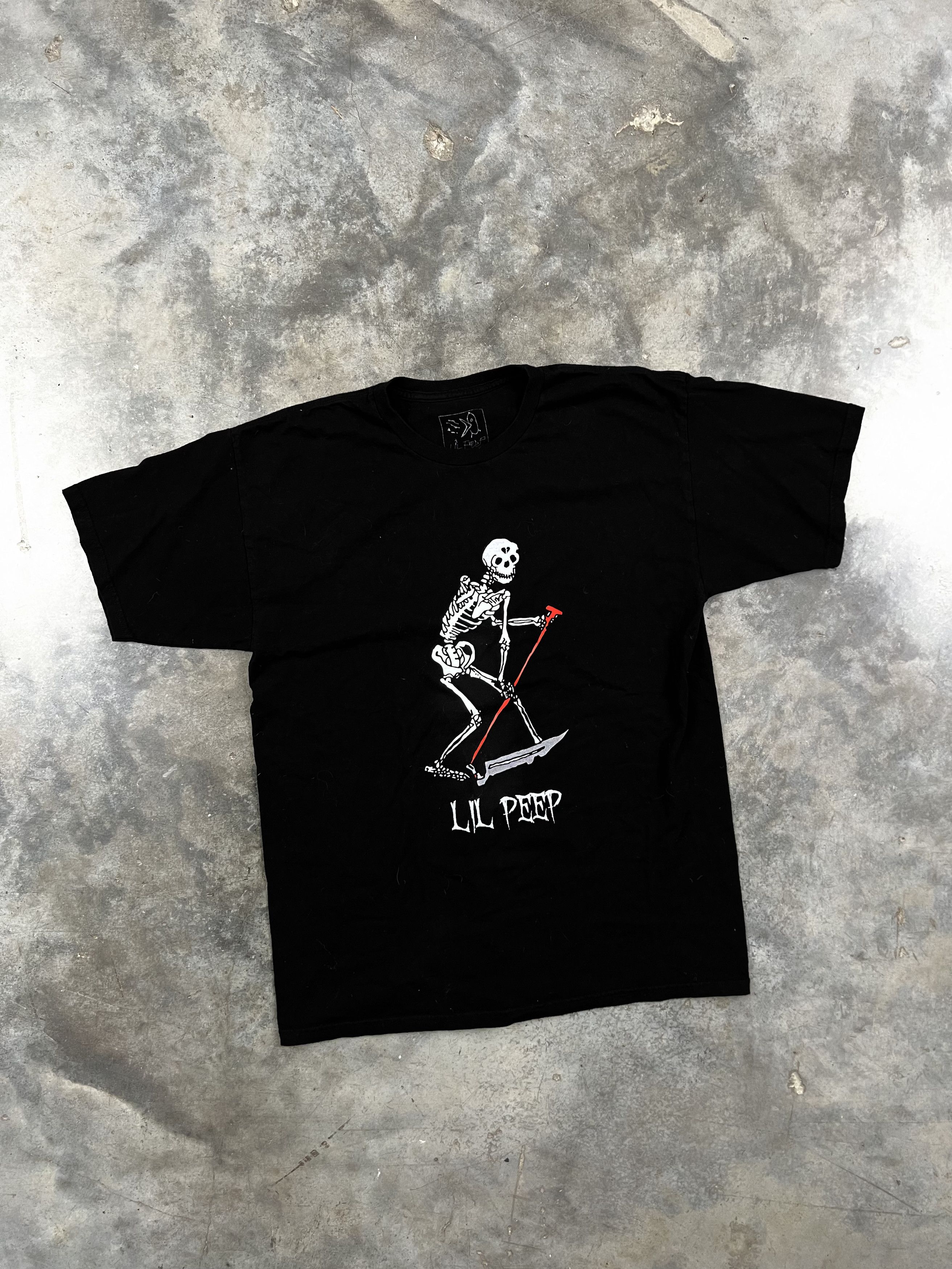 GOTHBOICLIQUE Lil Peep Skeleton Microphone Tee Black Large Schemaposse ...