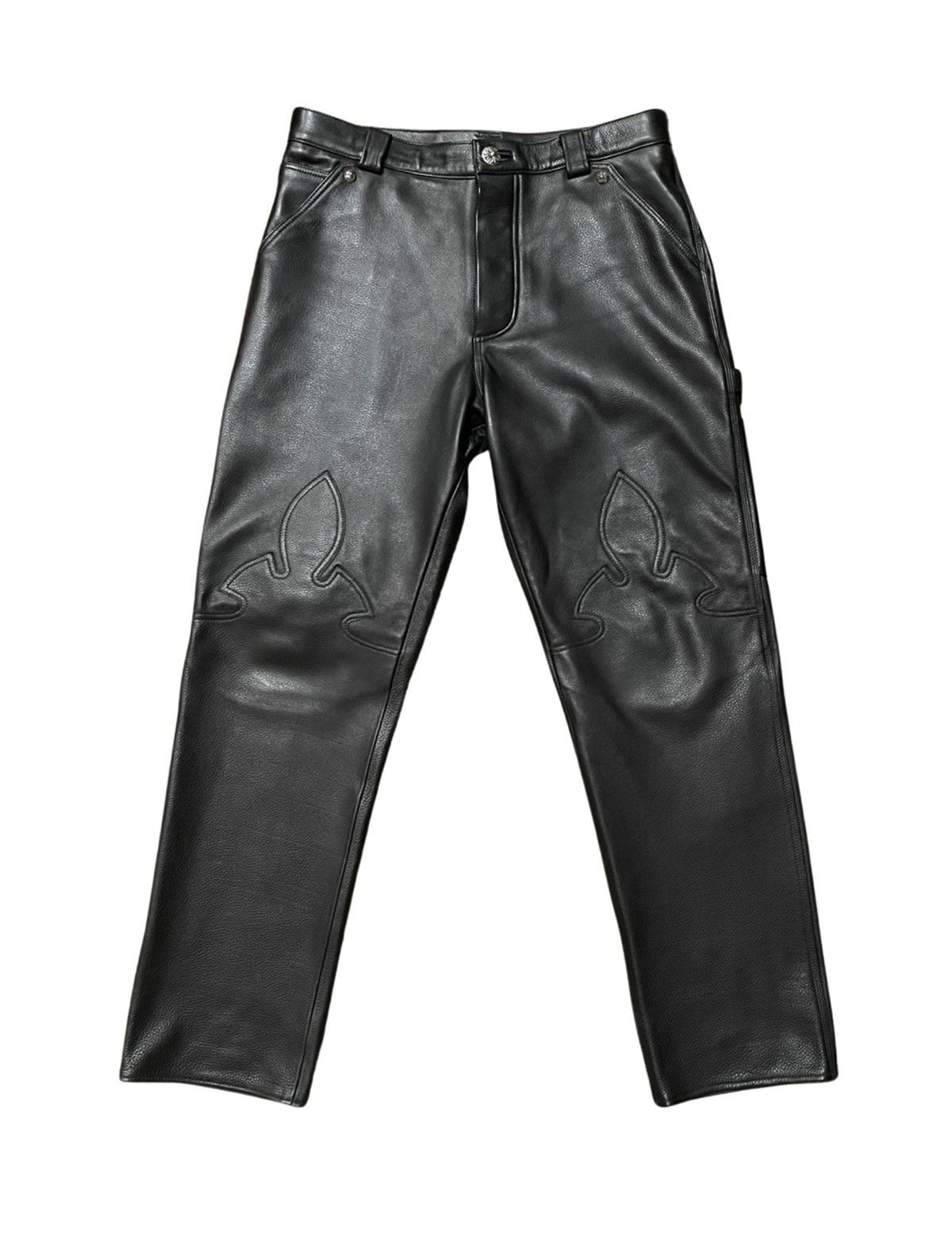 Chrome Hearts Leather Fleur Knee Carpenter Pants | Grailed