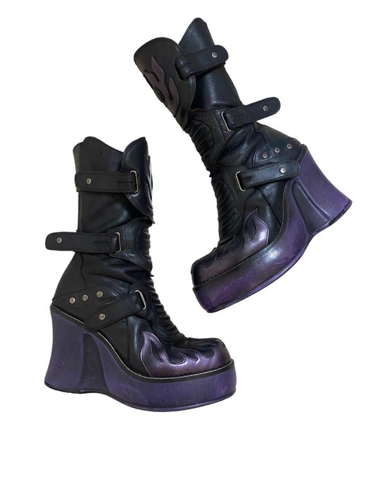 Vintage Retro 90s New Rock purple heeled platform boots | Grailed
