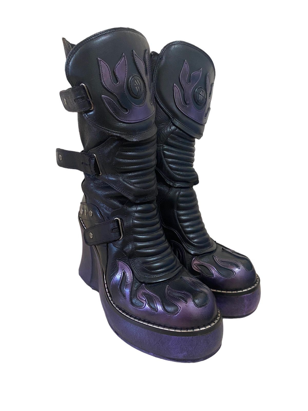 Vintage Retro 90s New Rock purple heeled platform boots | Grailed