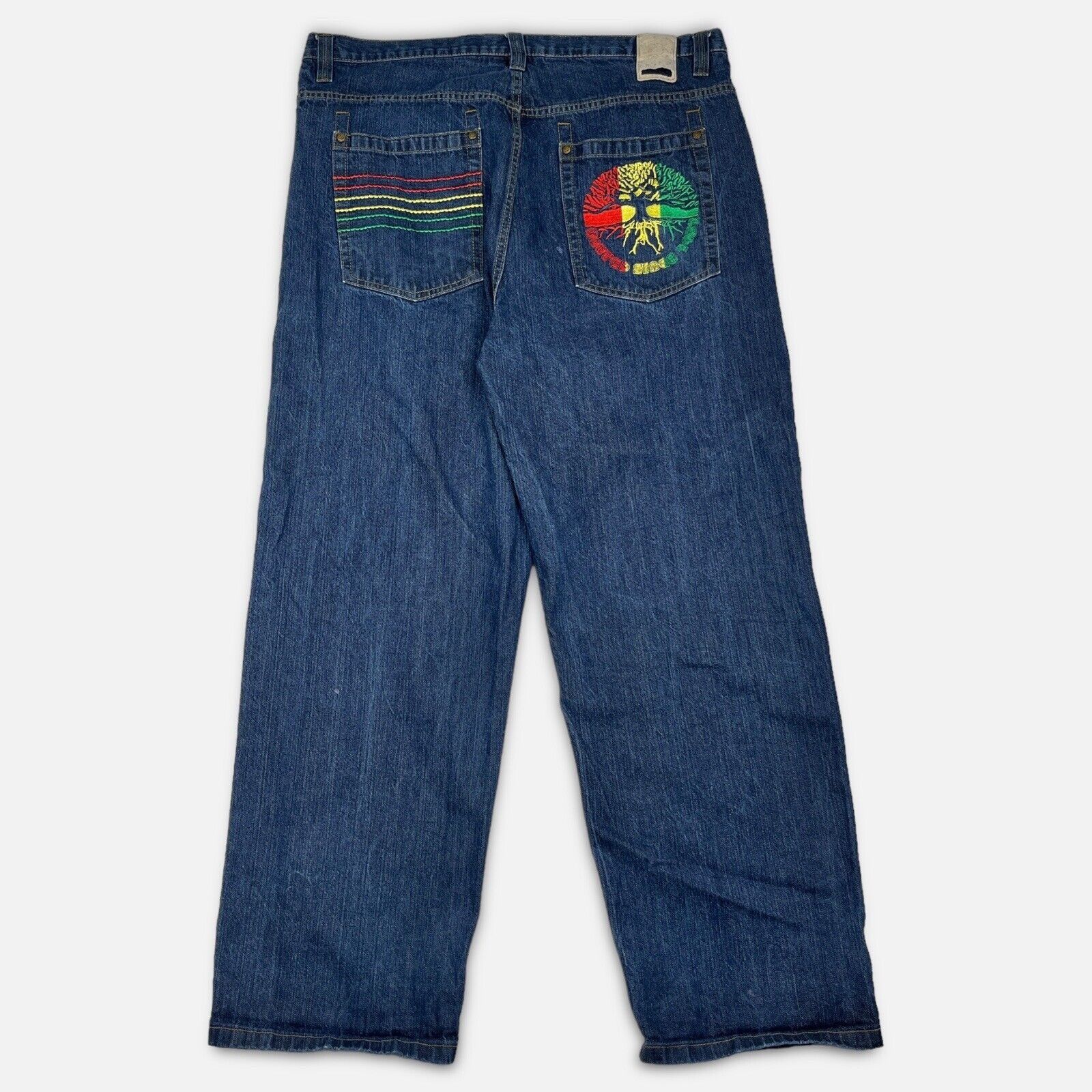 Streetwear × Vintage Vtg Y2K Akcess Baggy Jeans 42x31.5 Embroidered ...