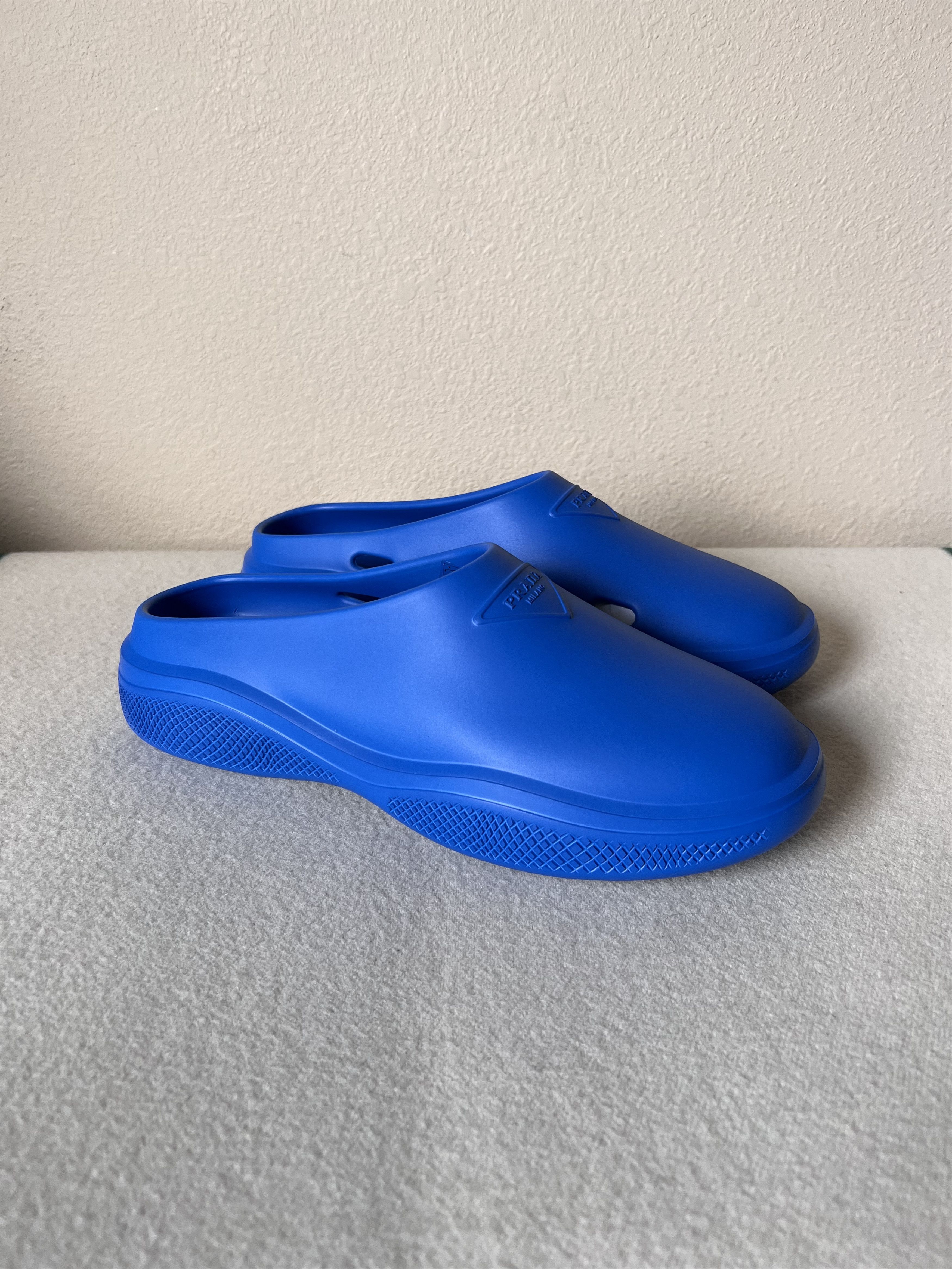 Prada Prada Mellow Rubber Slip Ons in Blue | Grailed