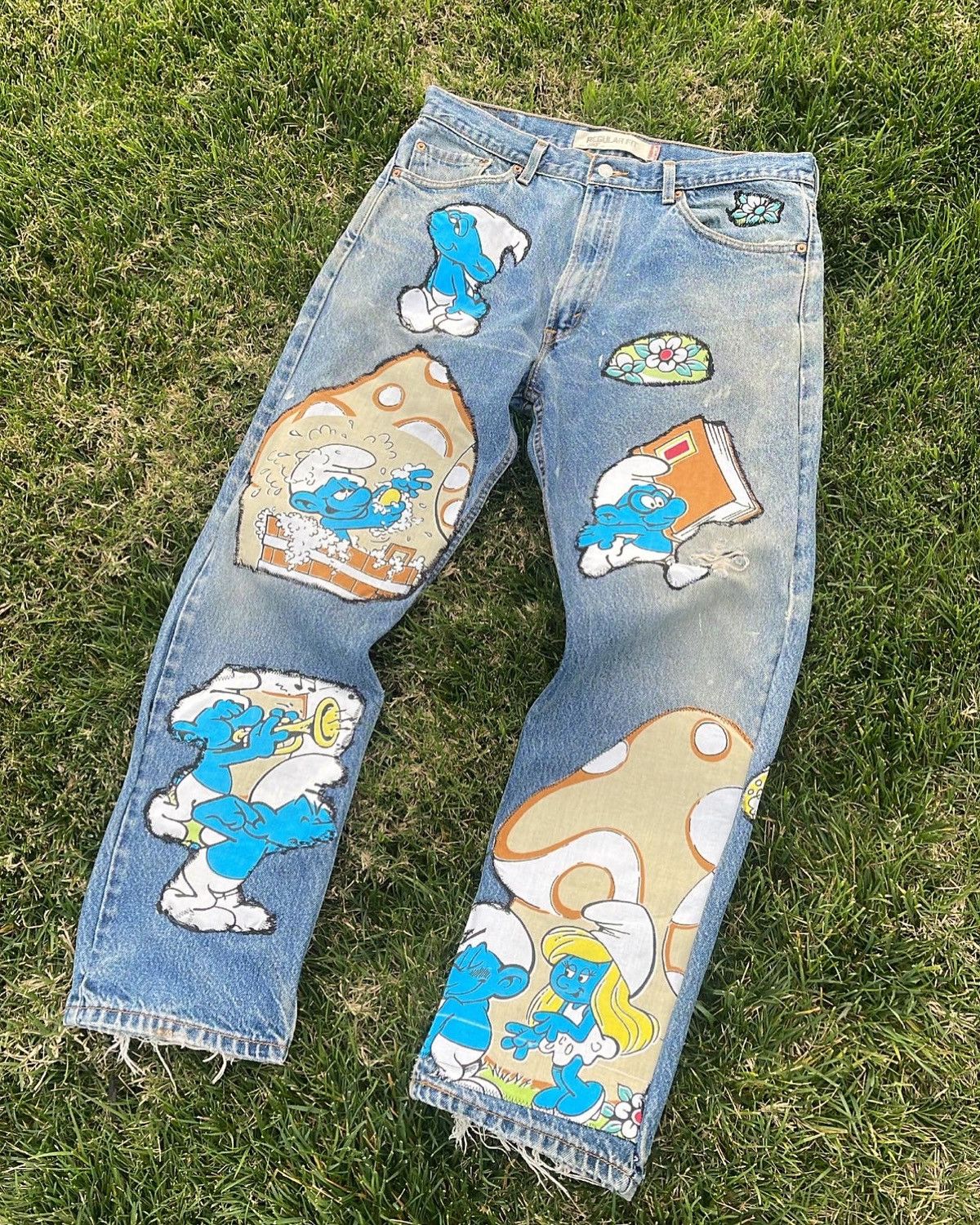 Levi's × Vintage Reworked Levis 505 The Smurfs Psychedelic Mushroom ...