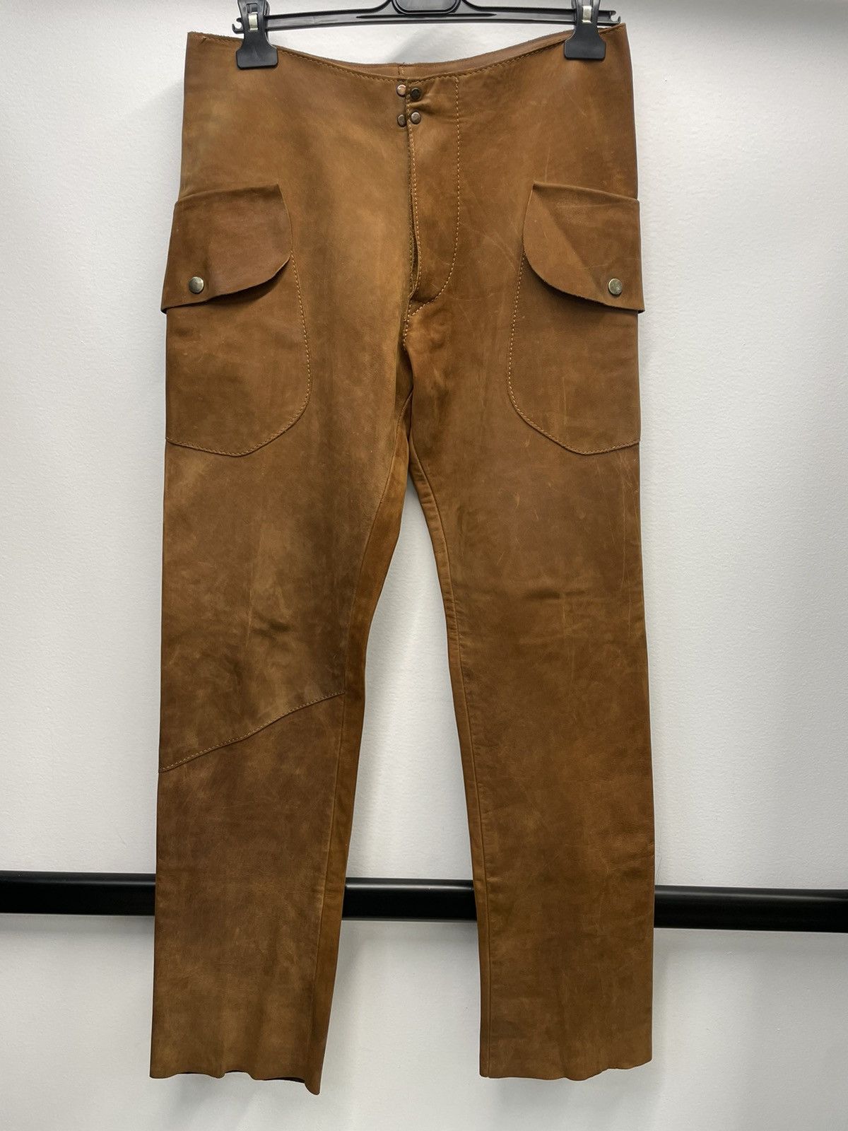 Maison Margiela Raw Cowhide Leather Cargo Trousers 2001 | Grailed