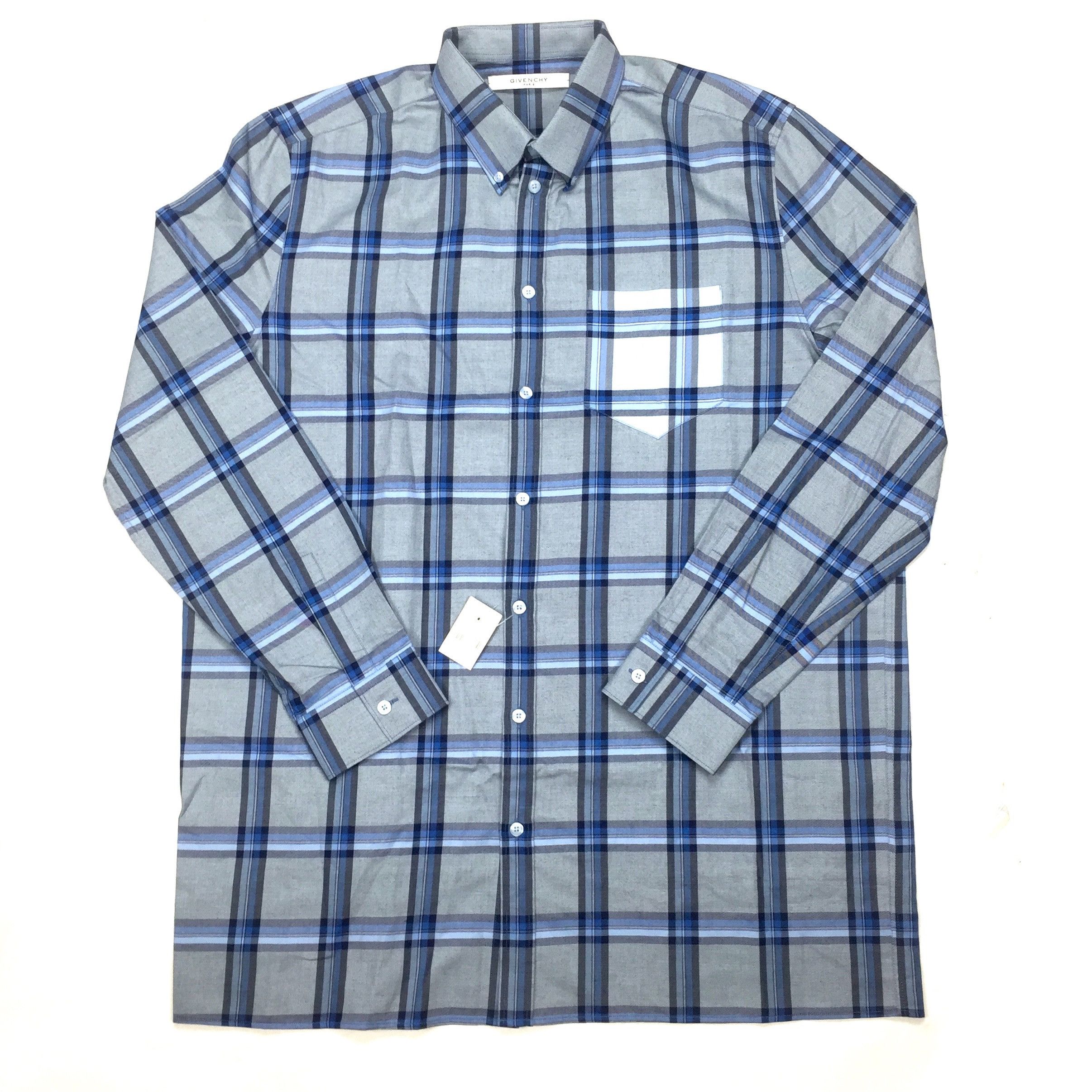 Givenchy Givenchy Oversized Light Blue Plaid Cuban Flannel Shirt NWT ...