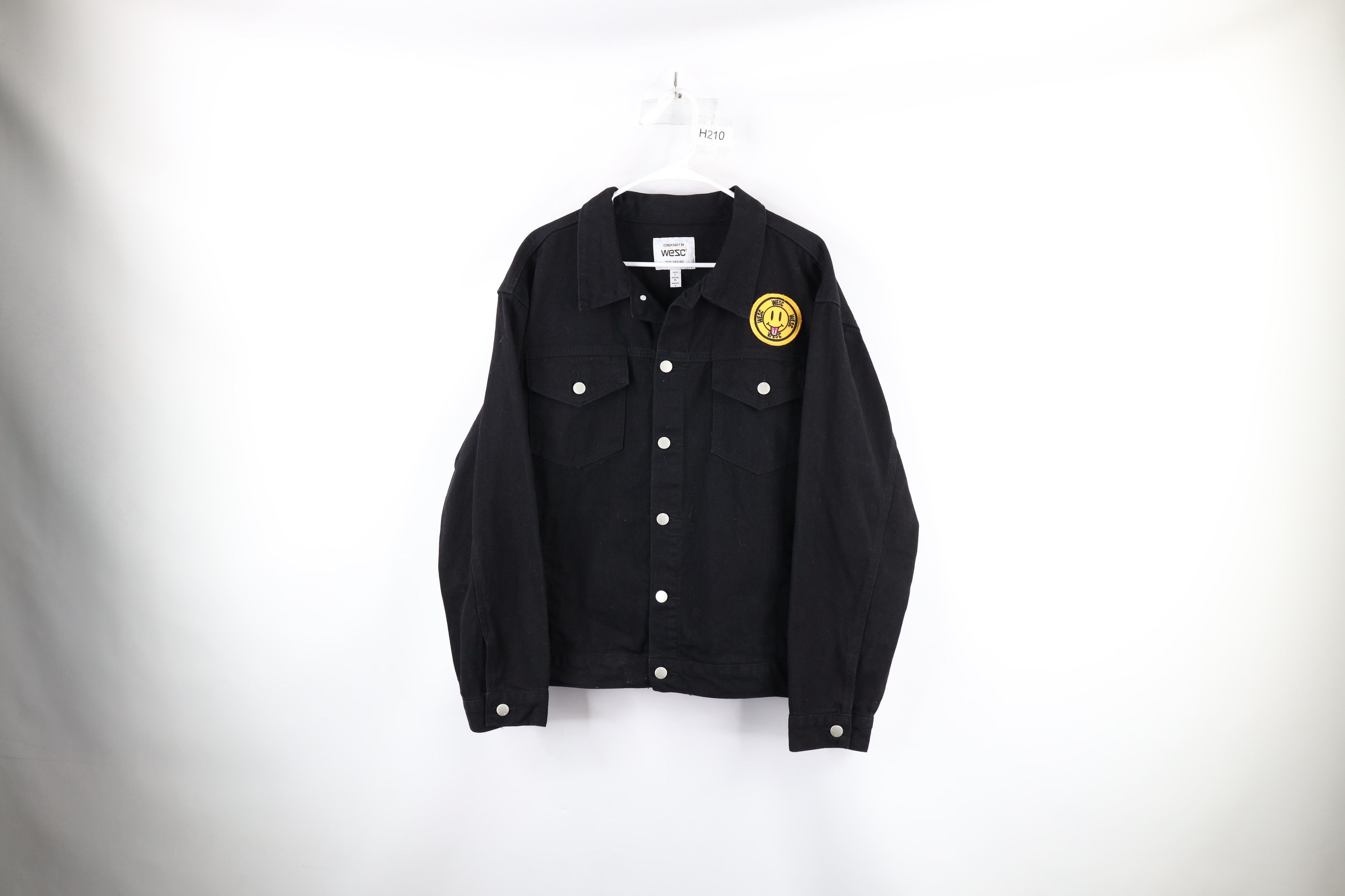 Vintage WESC Streetwear Happiness Smiley Face Denim Trucker Jacket ...