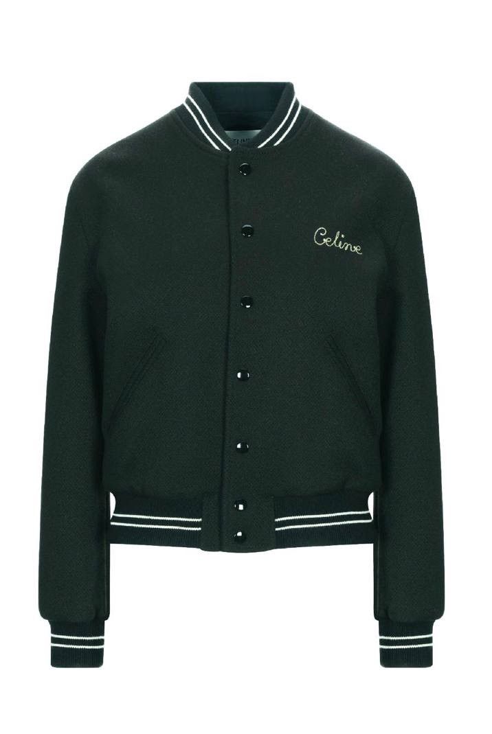 Celine Celine Varsity Logo Embroidery Bomber Jacket In Green | Grailed