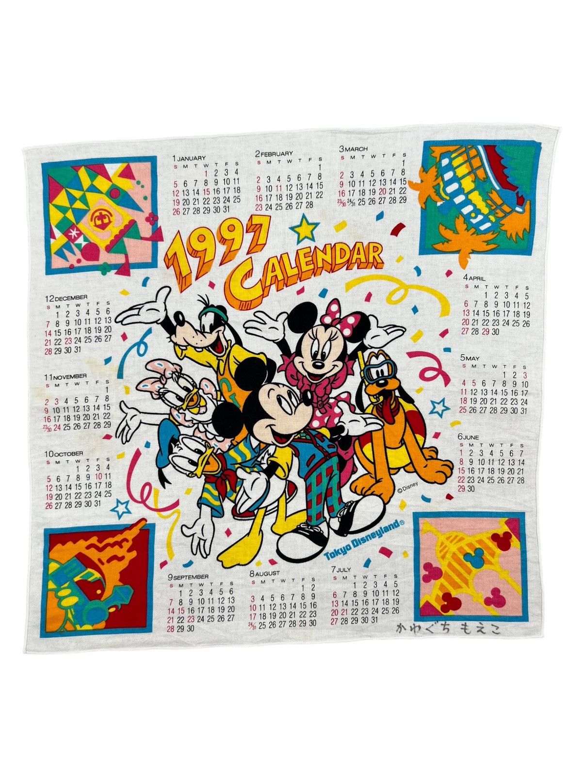 Disney × Mickey Mouse Mickey Mouse Calendar Handkerchief Neckerchief ...
