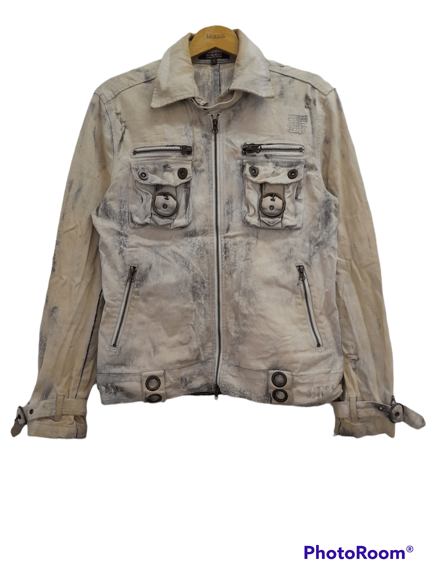 Distressed Denim In The Attic Distress Acid Wash Punk Denim Jacket ...