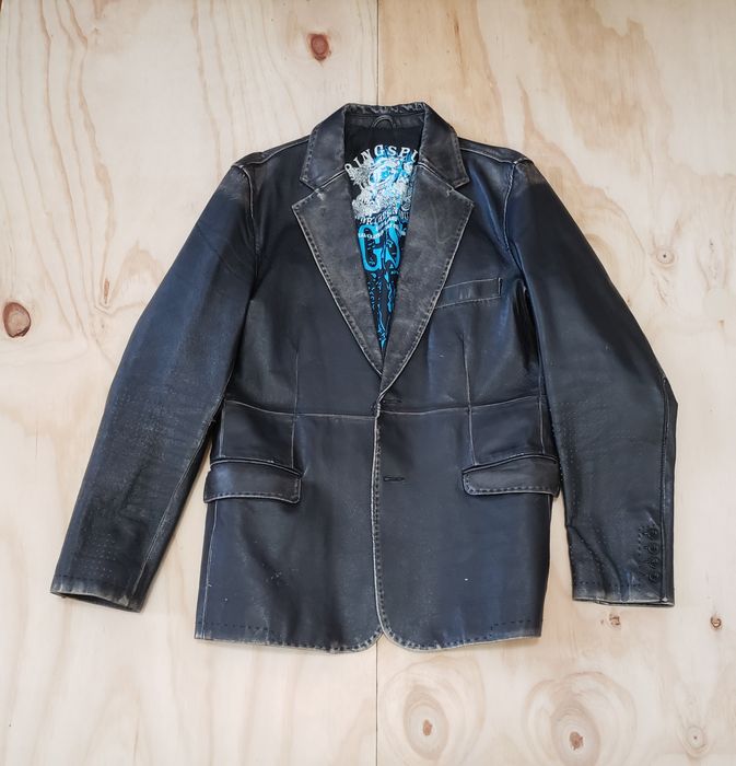 Vintage Vintage Faded Ringspun Studded Skeleton Leather Jacket | Grailed