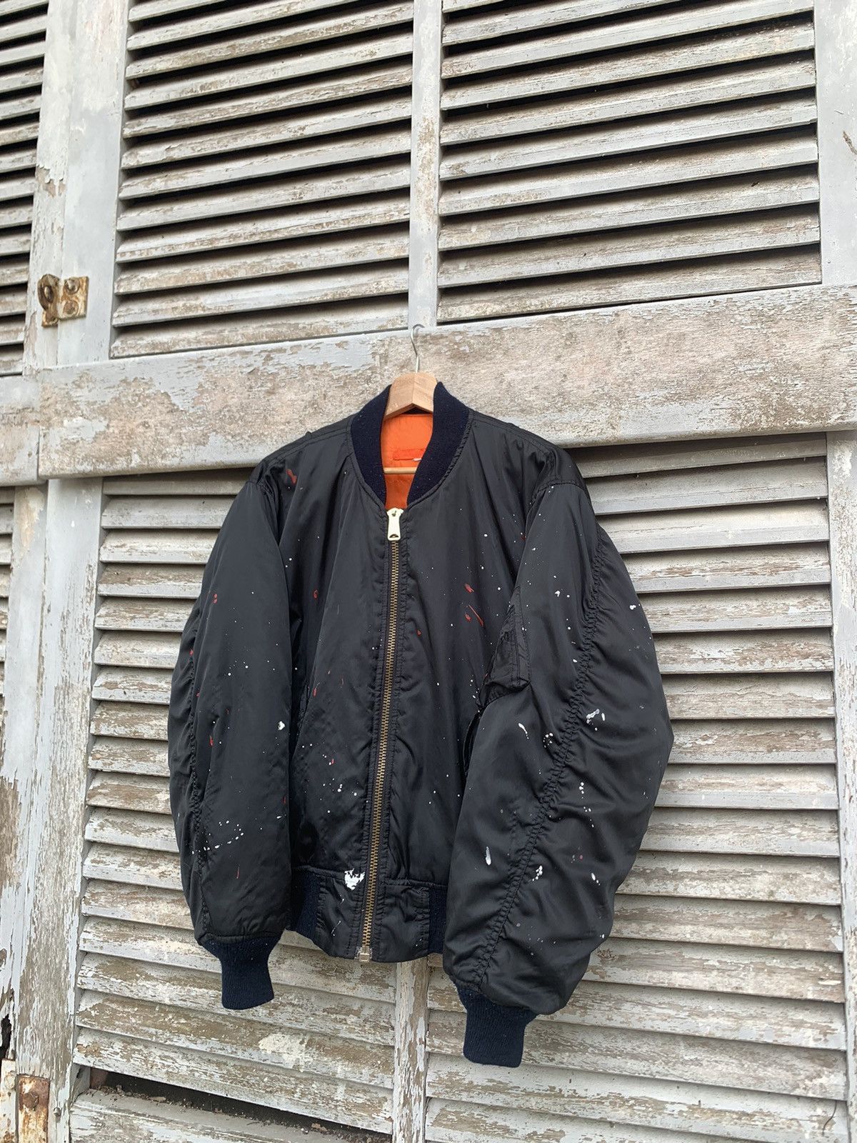 Bomber Jacket × Japanese Brand × Vintage 🪖Vintage THRASHED MA-1 Man Intermediate Bomber Jacket ...