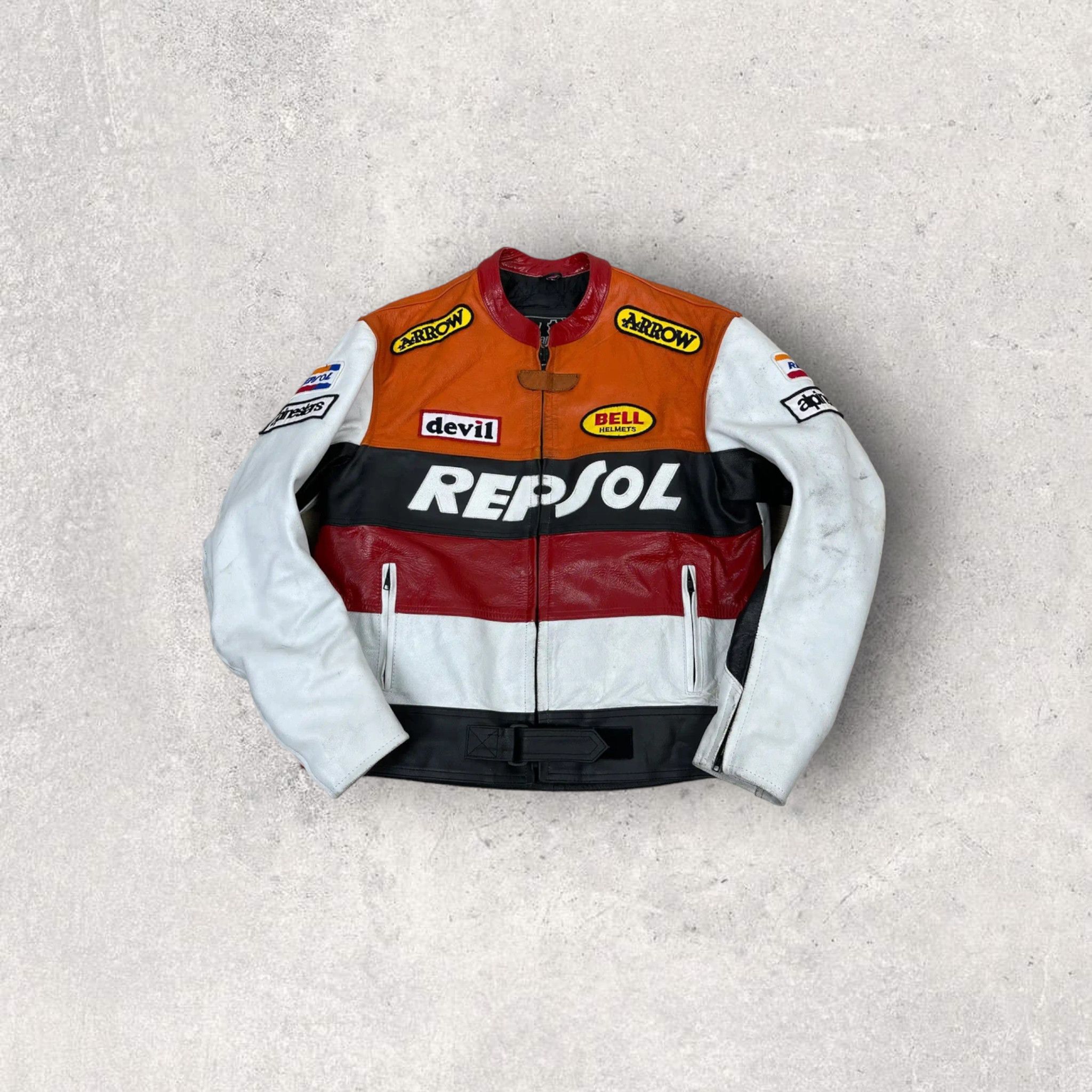 Leather Jacket Vintage 90s Mens REPSOL Racing Biker Leather Jacket ...