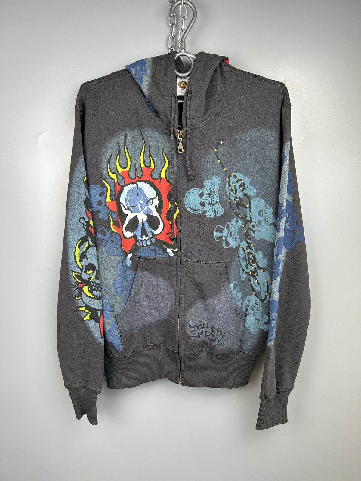 Ed Hardy × Vintage Vintage Ed Hardy Hoodie Skull logo | Grailed