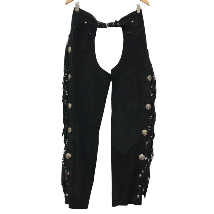 Vintage Vintage Harley Davidson Black Velvet Leather Chaps Pants 31 ...