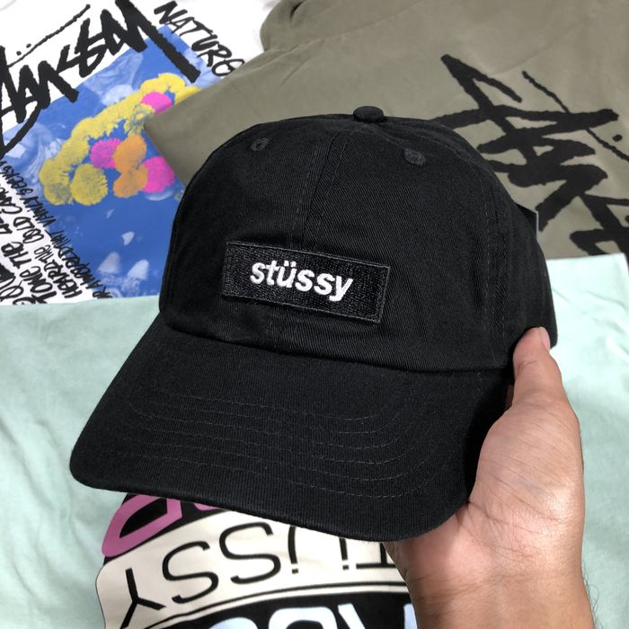 Stussy HYPE Stussy Patch Box Cap Hat Black | Grailed