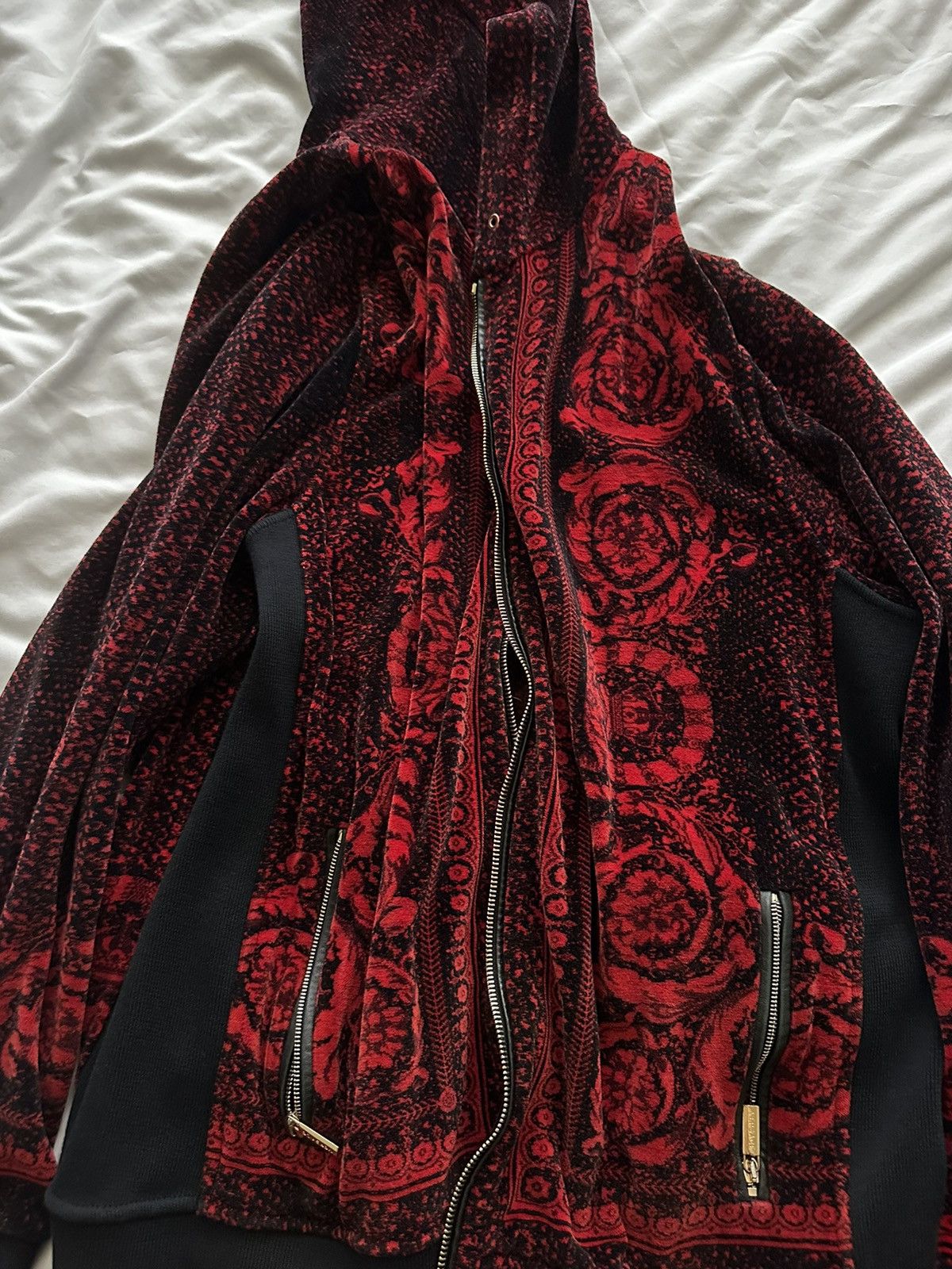 Versace Versace Red Chenille Barocco Hoodie | Grailed