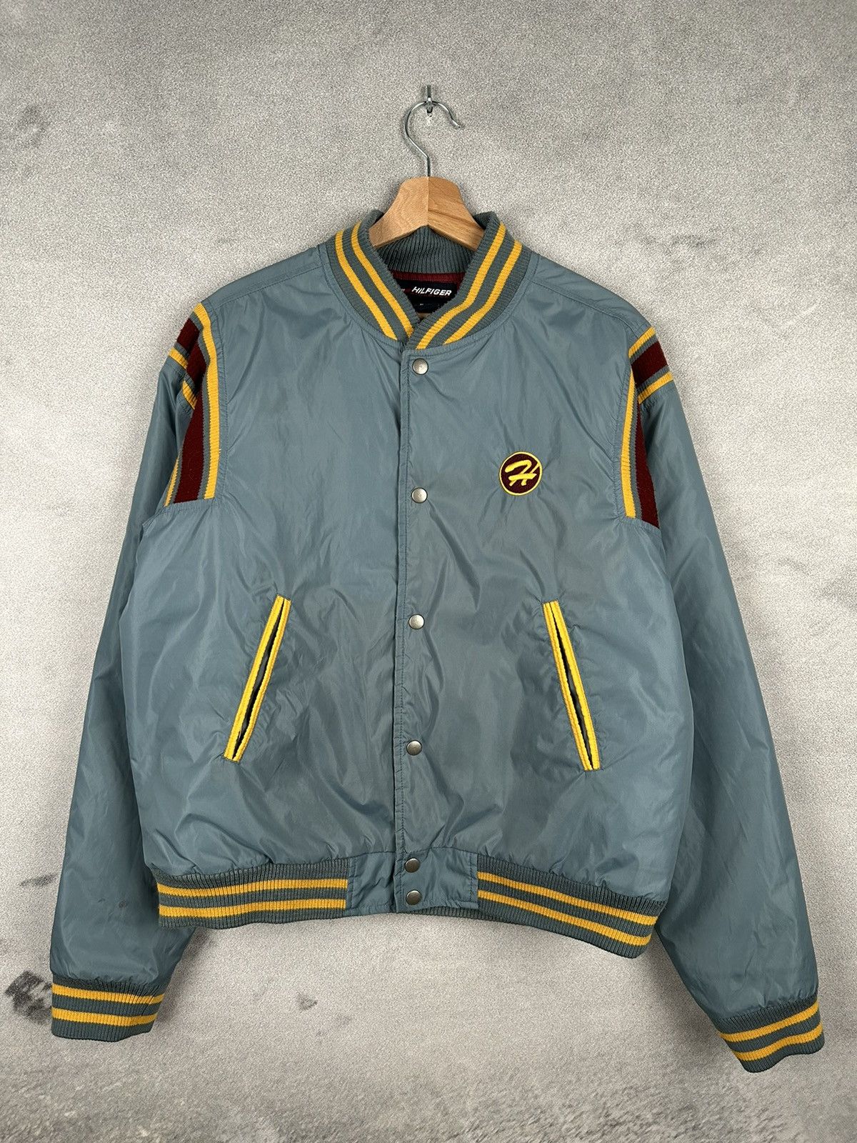 Vintage Vintage Tommy Hilfiger Athletic Spellout Bomber Jacket 90s ...