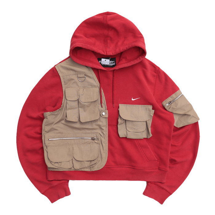 Nike Reworked Nike Mini Swoosh Tactical Crop Hoodie Red | Grailed