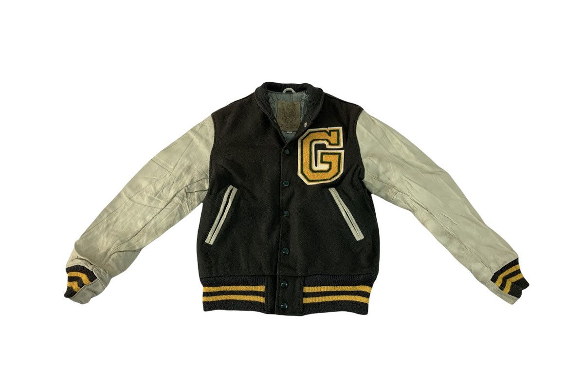 Vintage 80s Rare Golden Bear G Fine Outerwear Varsity Leather Jacket ...