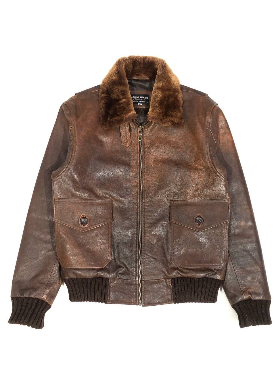 Genuine Leather × Leather Jacket × Vintage Vintage Leather Pilot Jacket ...