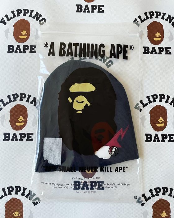 Bape BAPE STA APE HEAD LEATHER PATCHED KNIT CAP | Grailed