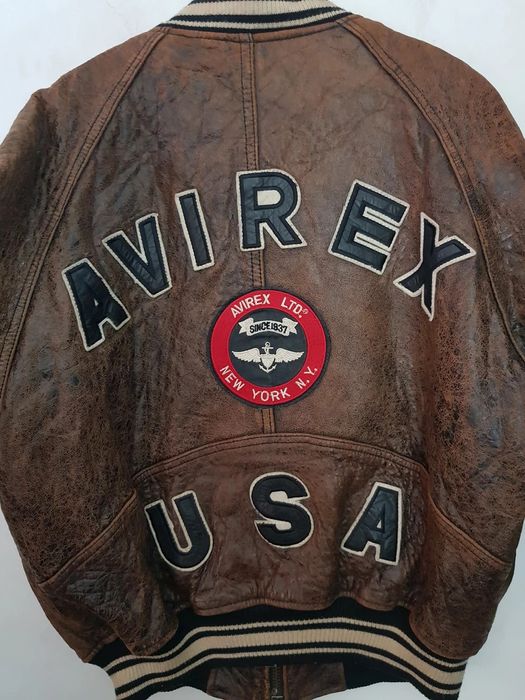 Avirex Varsity Jacket Vintage Avirex USA Varsity Leather | Grailed