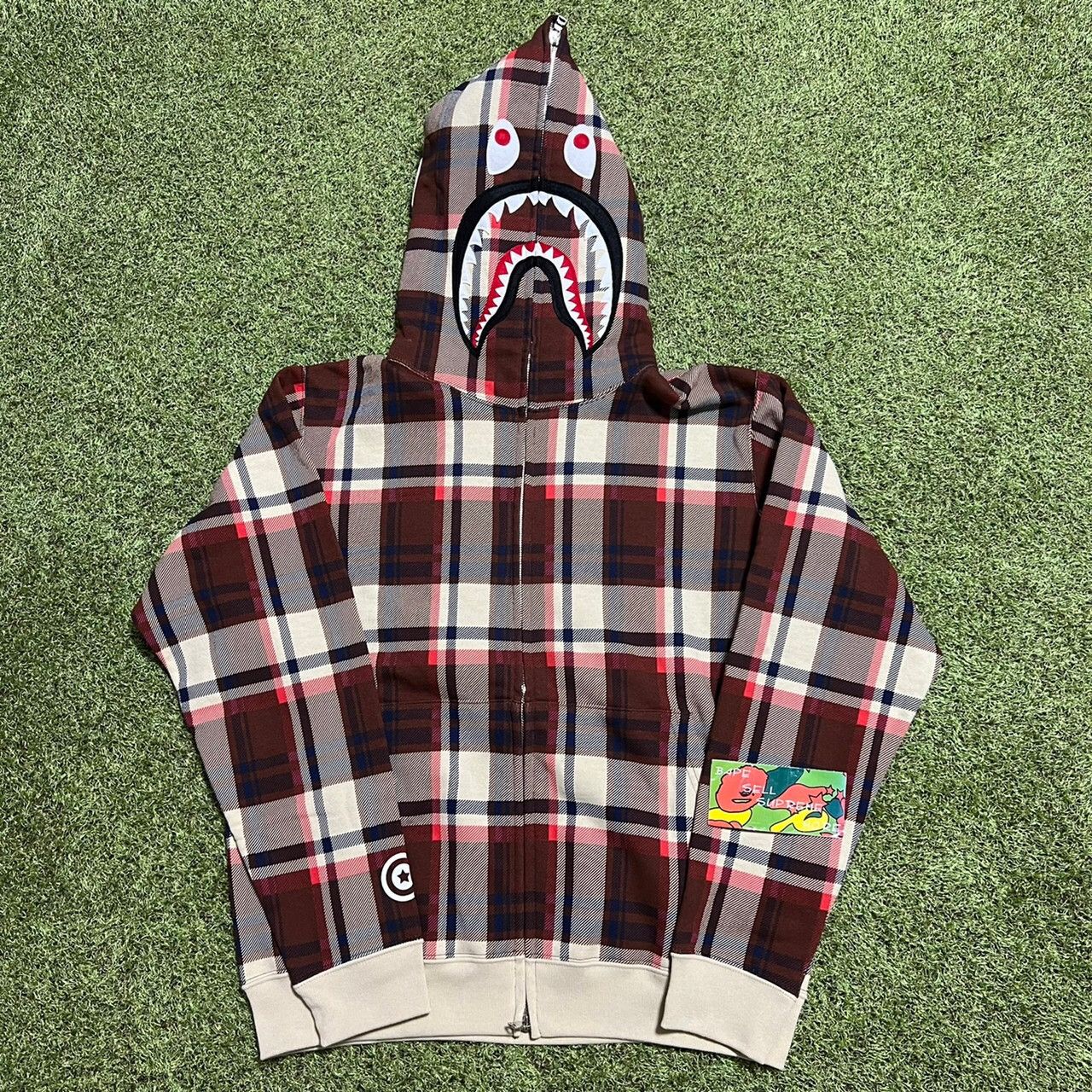 Bape 15th Anniversary Bape Check Shark Full Zip Hoodie | Grailed