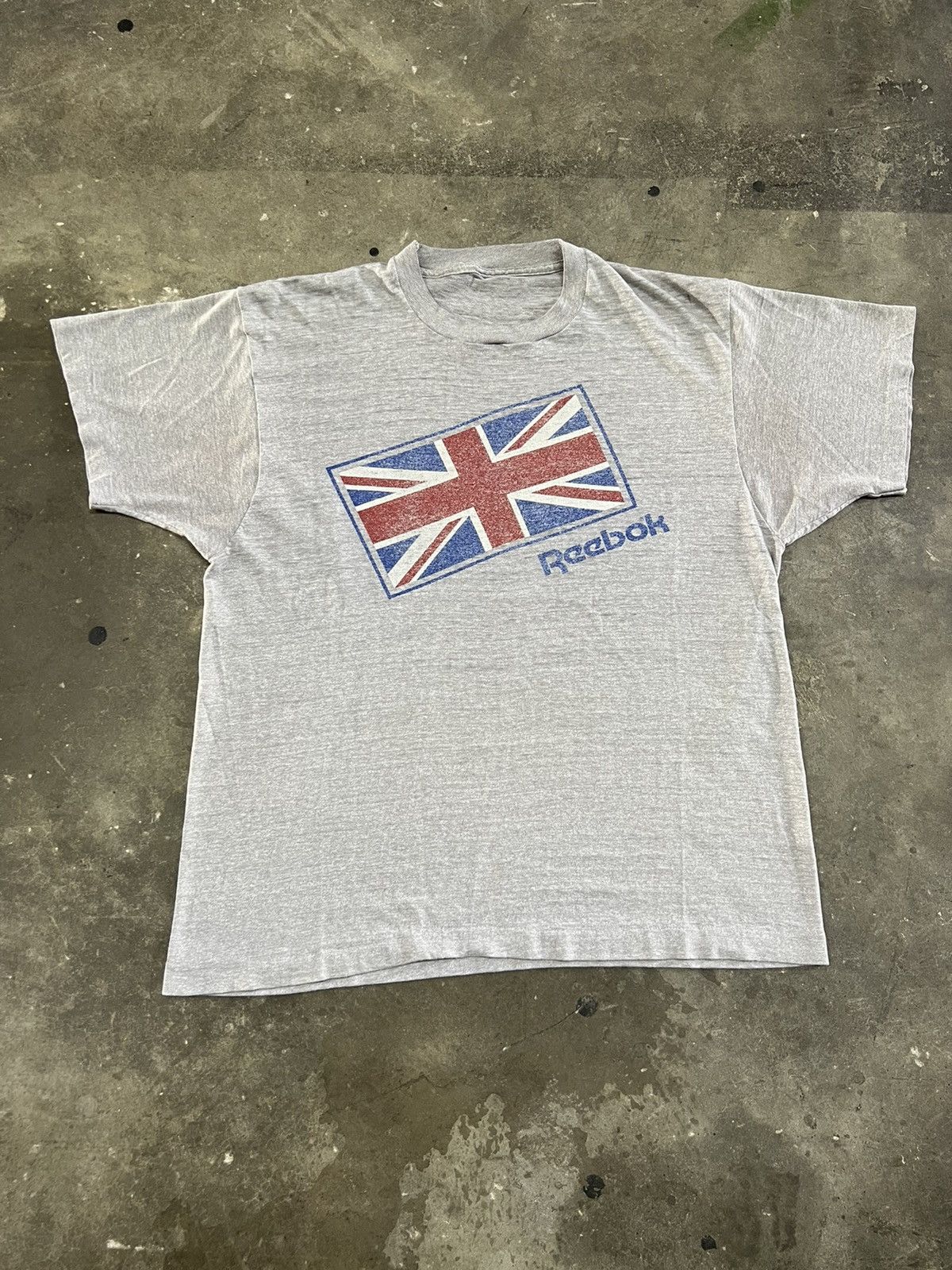 Vintage Vintage Reebok Flag Logo 80s Paper Thin Faded tee | Grailed