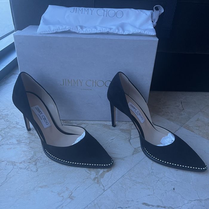Jimmy Choo Nwt Jimmy Choo Suede Crystal Trim Heels Grailed