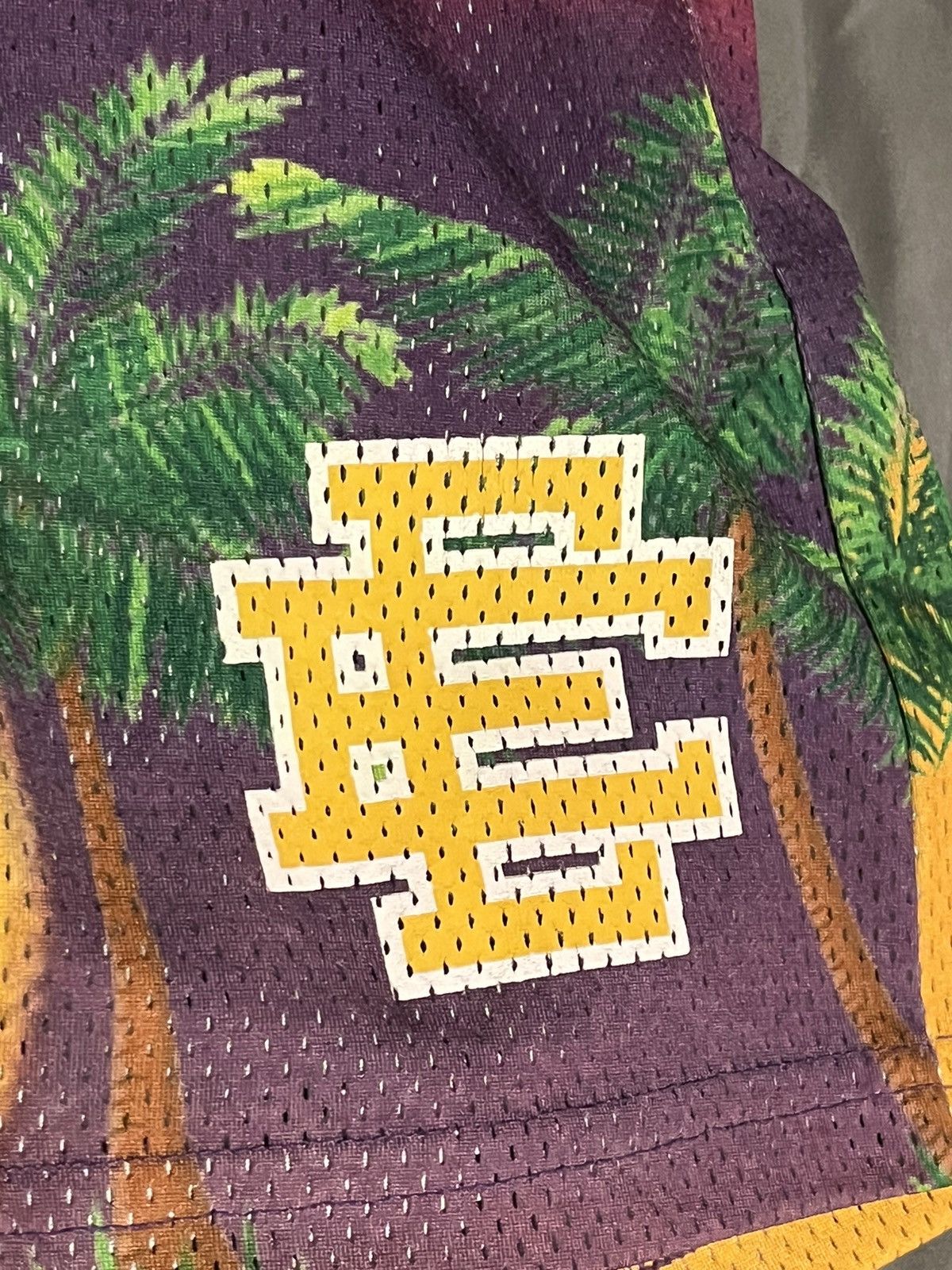 Eric Emanuel Eric Emanuel Sunset and Palm Trees Shorts Yellow Logo ...