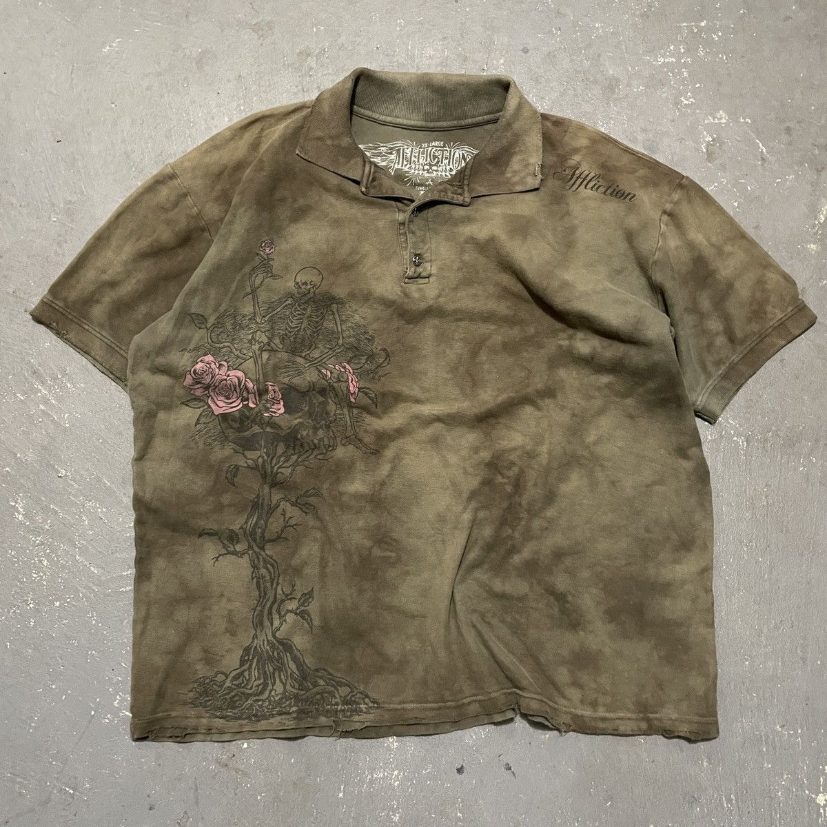 Affliction × Japanese Brand × Vintage Crazy rare affliction polo shirt ...