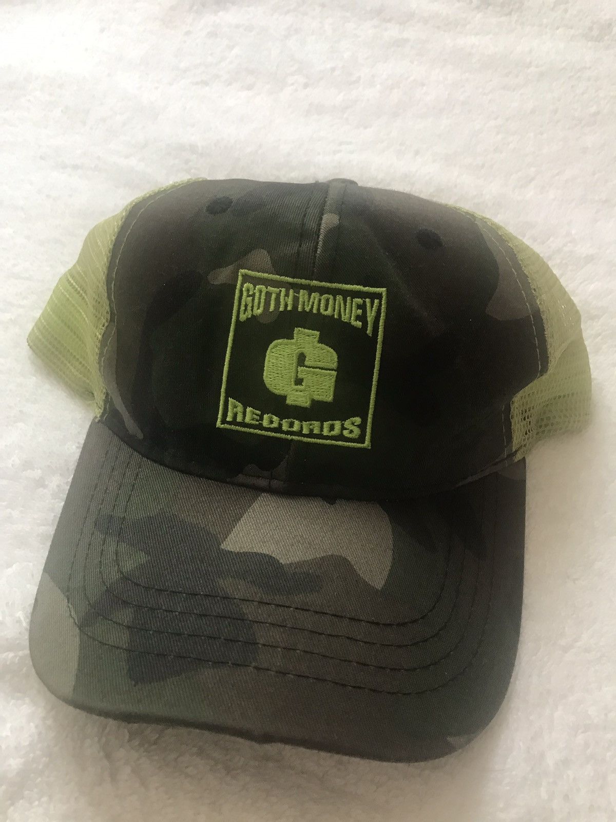 Goth Money RARE Lime Green Camo Goth Money Trucker Hat. Gothmoney | Grailed
