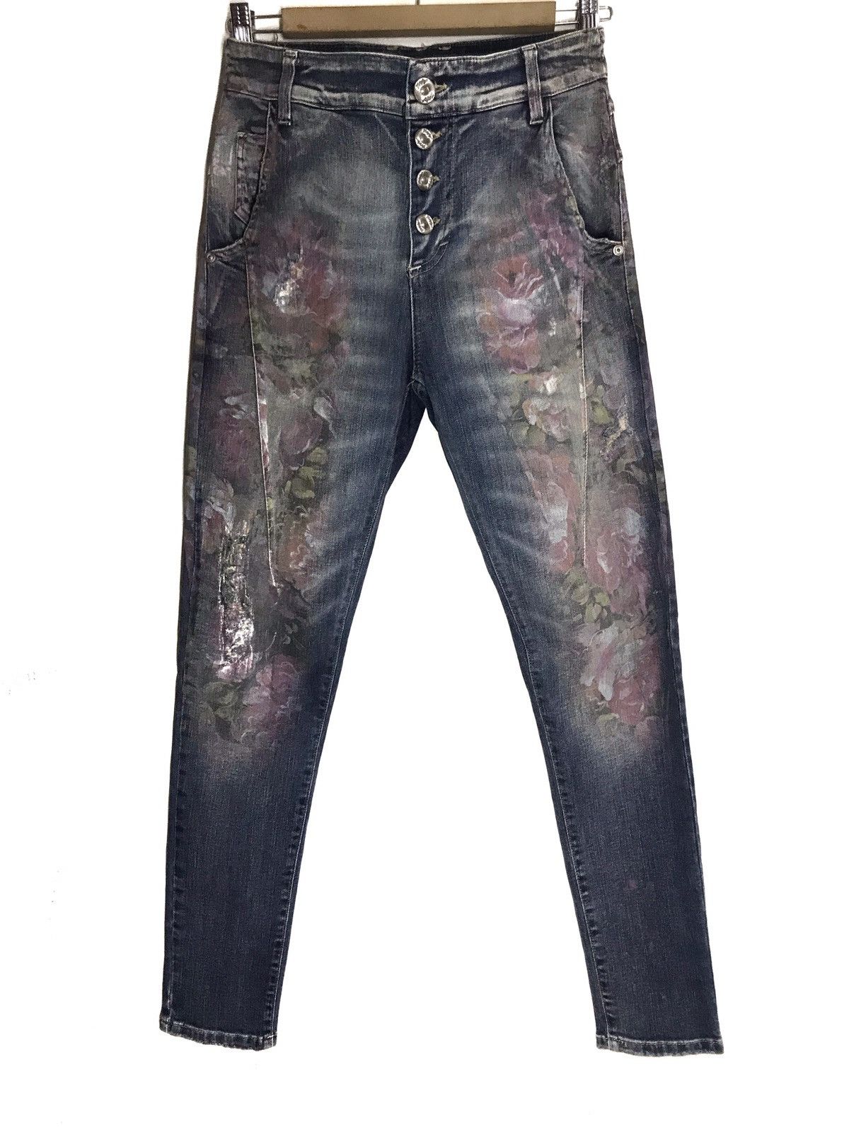 Italian Designers Made In Italy Maryley Painter Art Button Skinny Jeans ...
