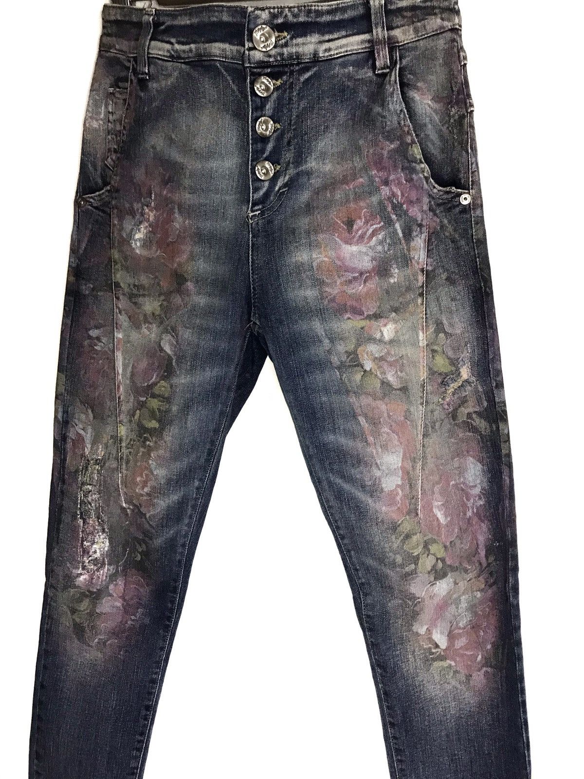 Italian Designers Made In Italy Maryley Painter Art Button Skinny Jeans ...