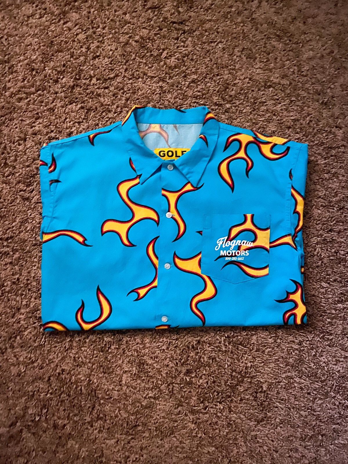 Golf Wang Flog Gnaw Motors Flame Button Up Shirt | Grailed