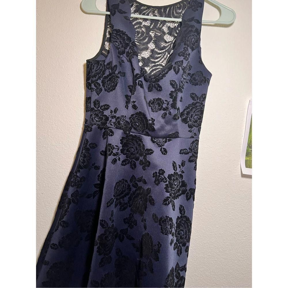 Designer Floral victorian navy blue flower goth midi dress | Grailed