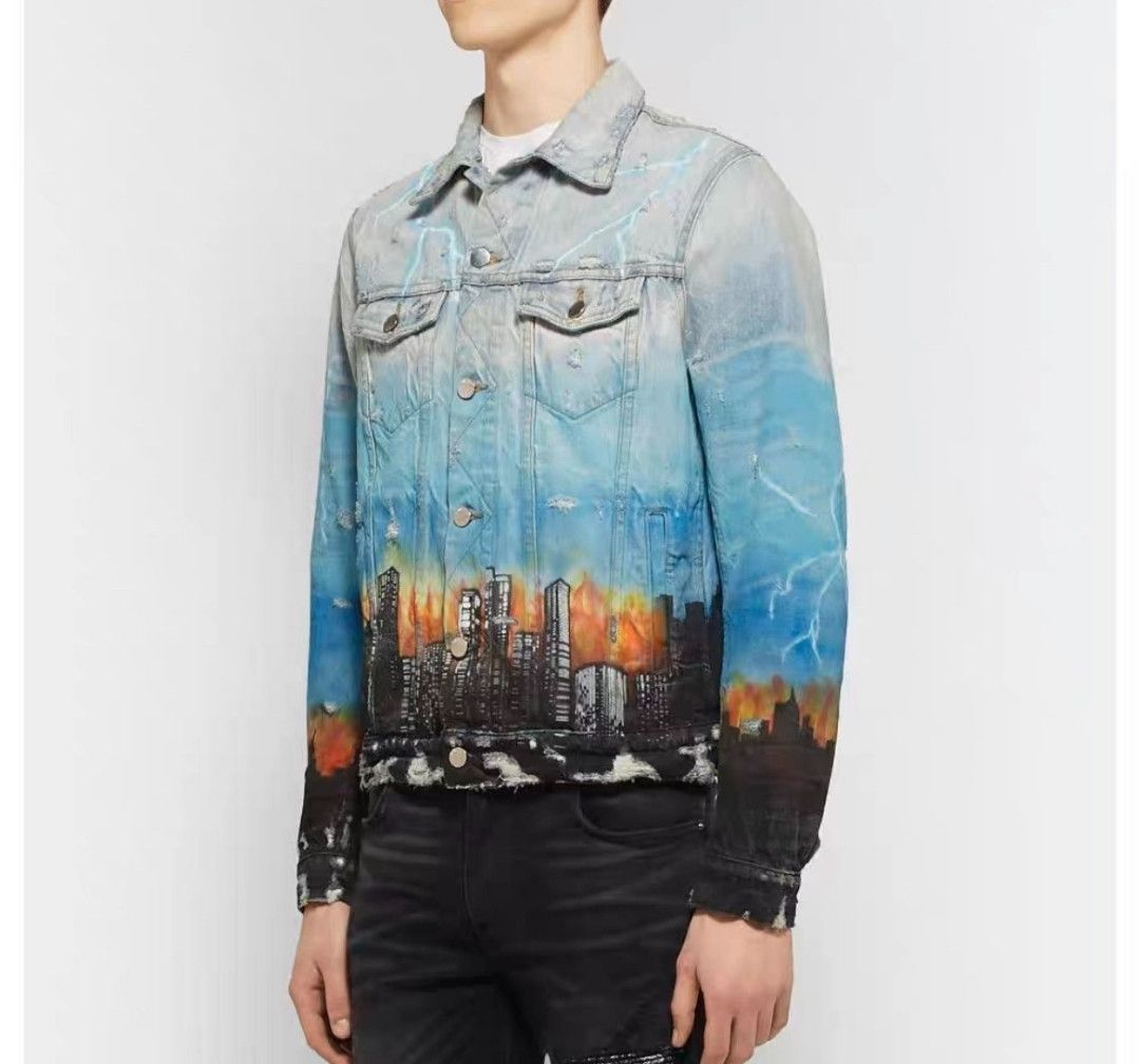 Amiri AMIRI Rendered hand-painted denim jacket by Kidola | Grailed