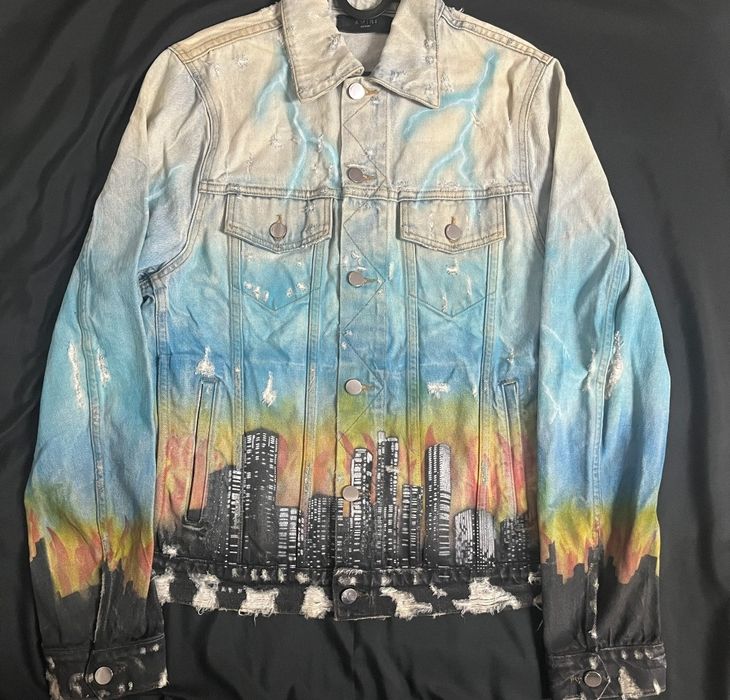 Amiri AMIRI Rendered hand-painted denim jacket by Kidola | Grailed