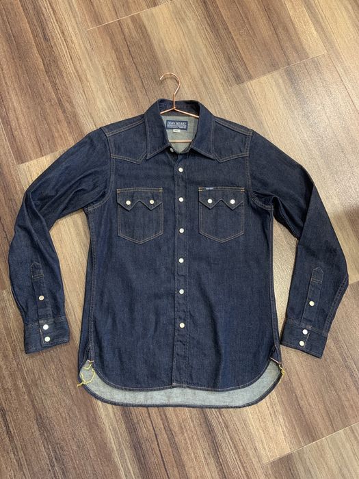 Iron Heart IHSH-176 - 7oz Selvedge Denim Sawtooth Western Shirt Indigo | Grailed