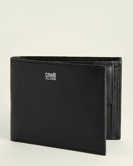 Roberto Cavalli CAVALLI CLASS Leather Coin Pocket Bifold Wallet Black ...