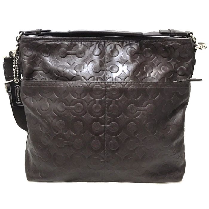 Coach Coach bag op art tote shoulder leather all brown 1293 70249 women ...