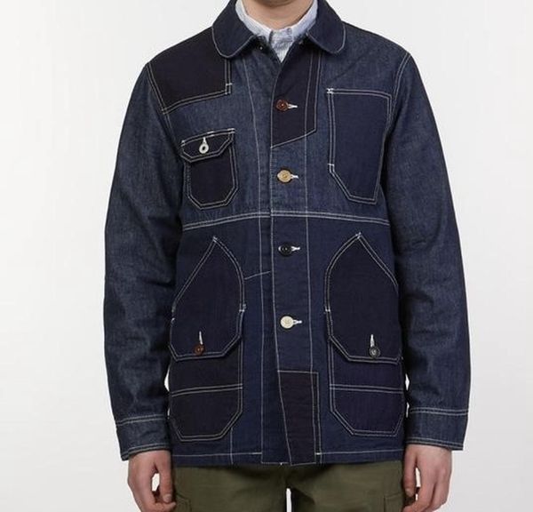 FDMTL FDMTL PATCHWORK COVERALL JACKET RINSED INDIGO | Grailed