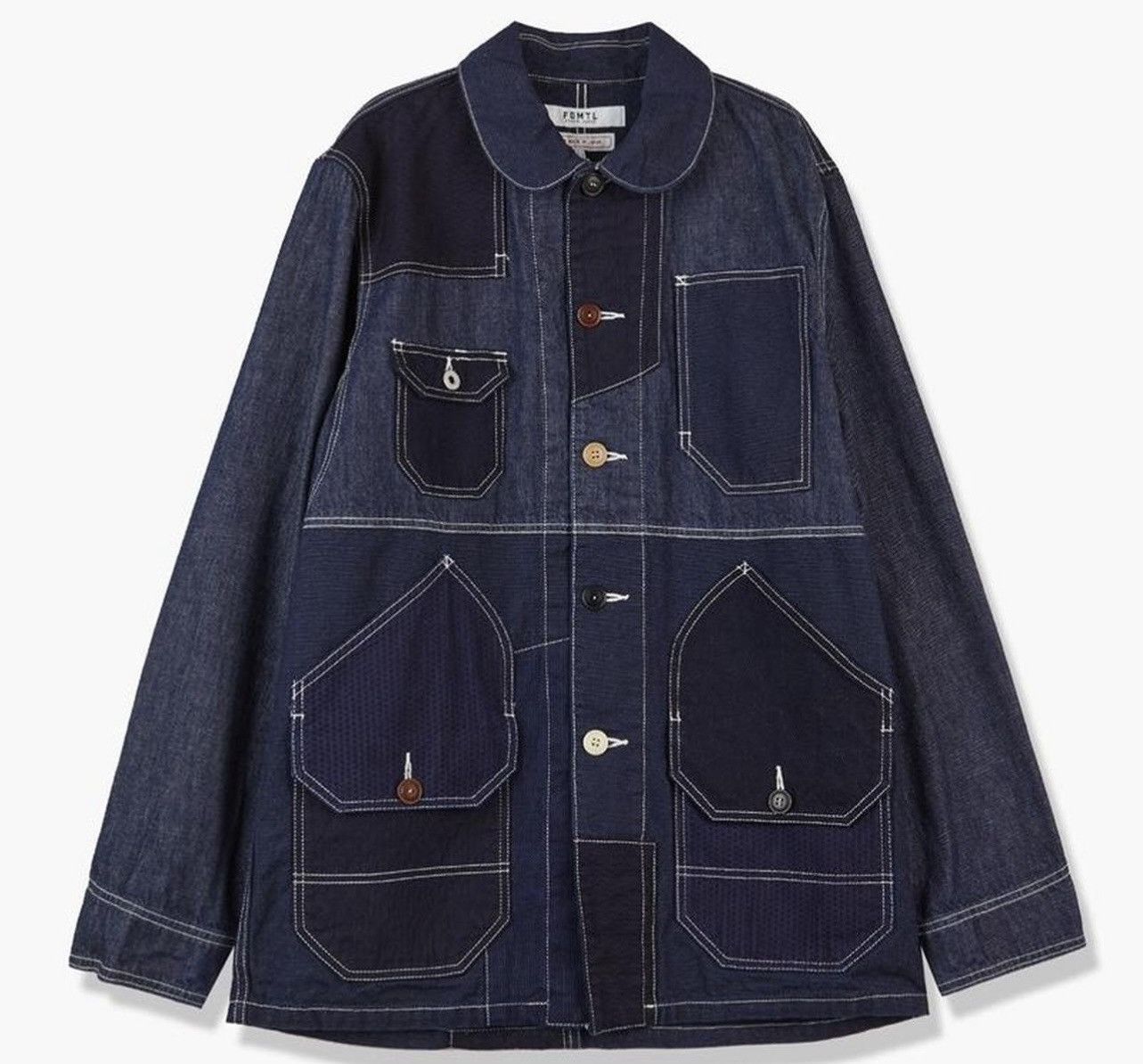 FDMTL FDMTL PATCHWORK COVERALL JACKET RINSED INDIGO | Grailed