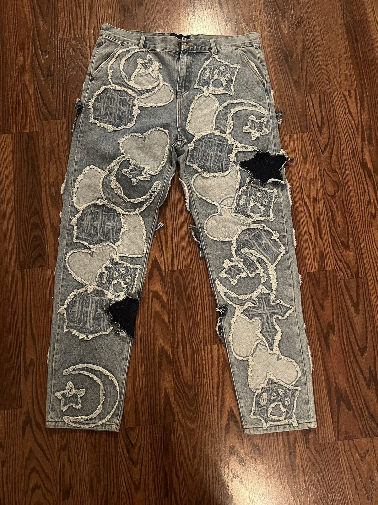 Menace Denim patch work pants | Grailed