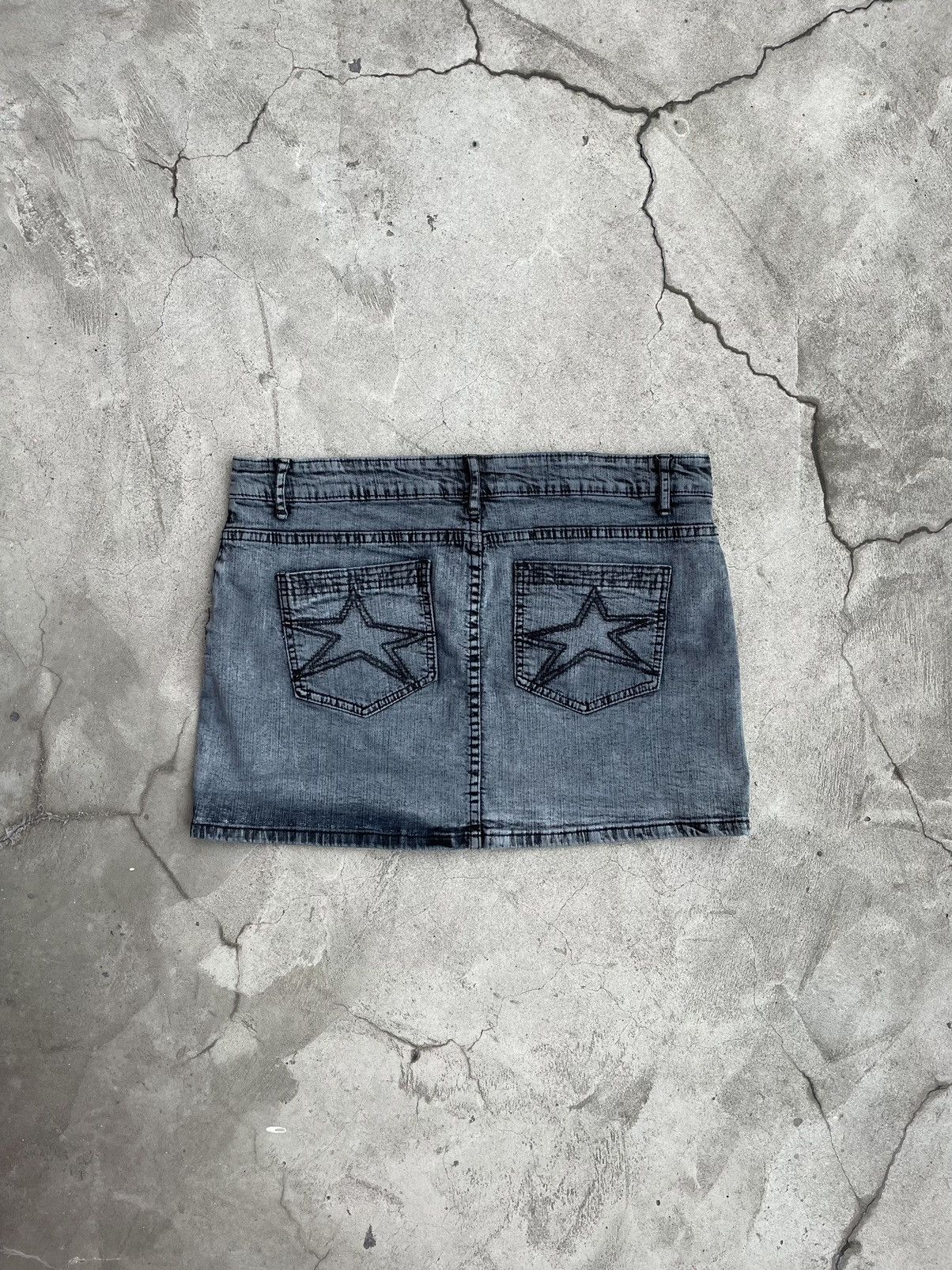 Rare Y2K Starcore Faded Denim Mini Skirt Mugler Star | Grailed