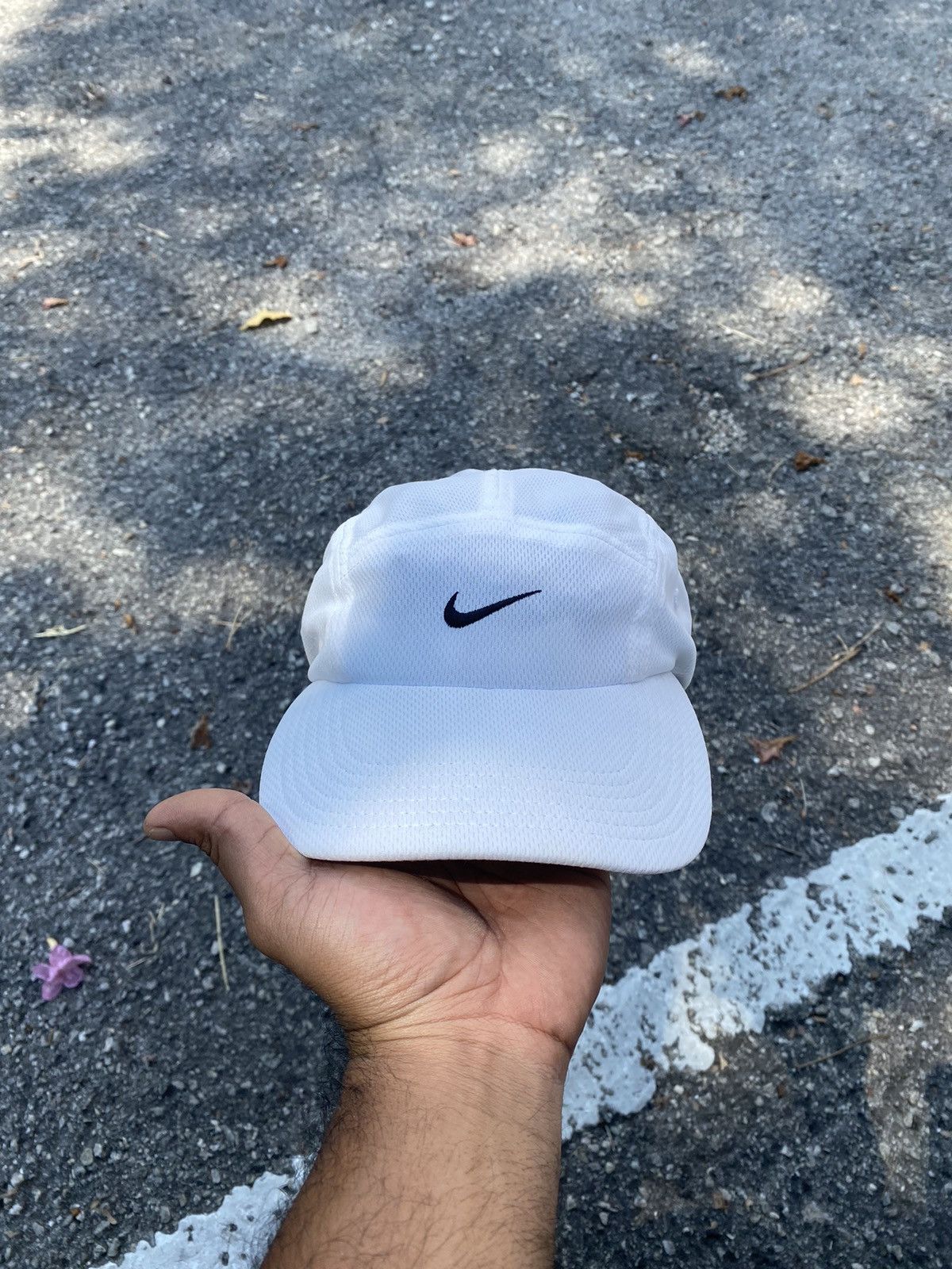Nike NIKE 5 PANEL WHITE CAP BLACK SWOOSH LOGO | Grailed